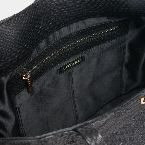 North-South Tote in Black Python